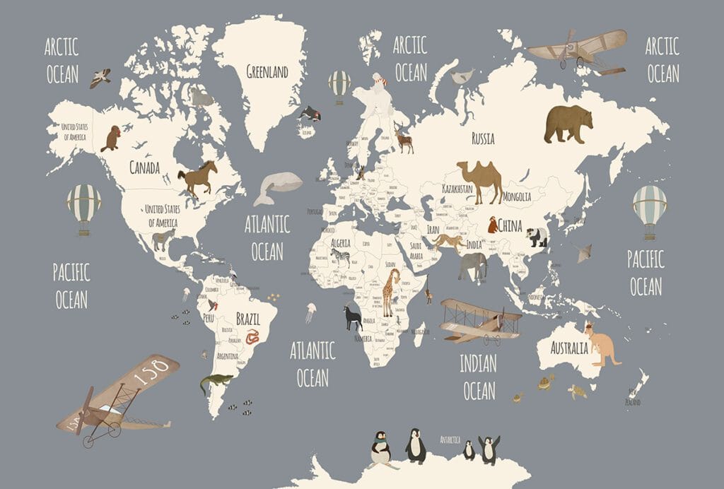 World Map Explorers - Little Hands Wallpaper Shop